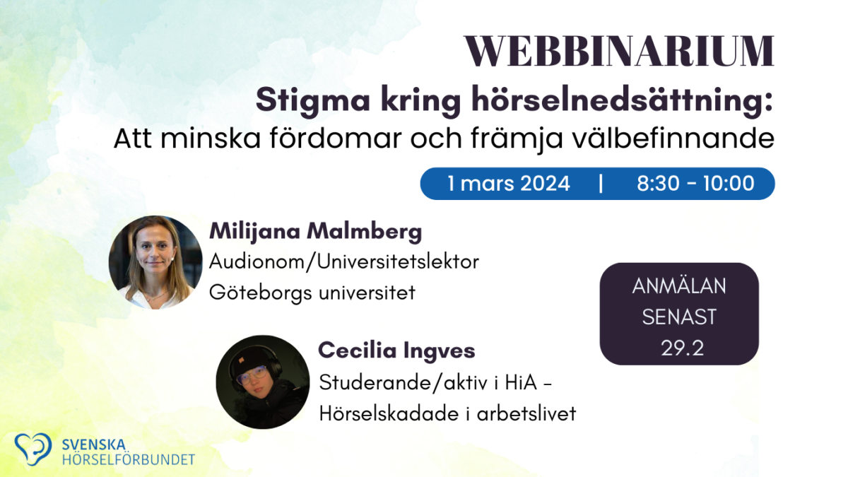 Webbinarium: Stigma kring hörselnedsättning 1.3.2024 - Svenska hörselförbundet